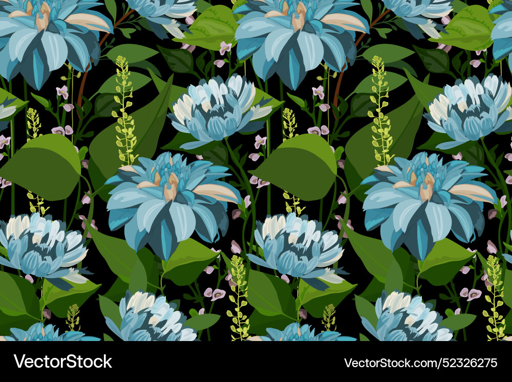 Floral seamless pattern blue flowers Royalty Free Vector