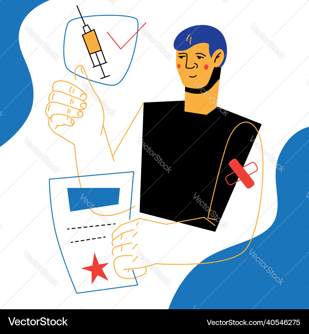 Vaccinated certificate - modern flat design style Vector Image