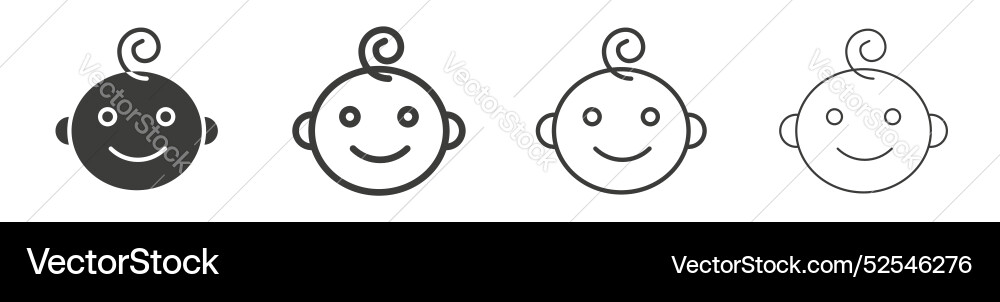Child face icon set on white background Royalty Free Vector