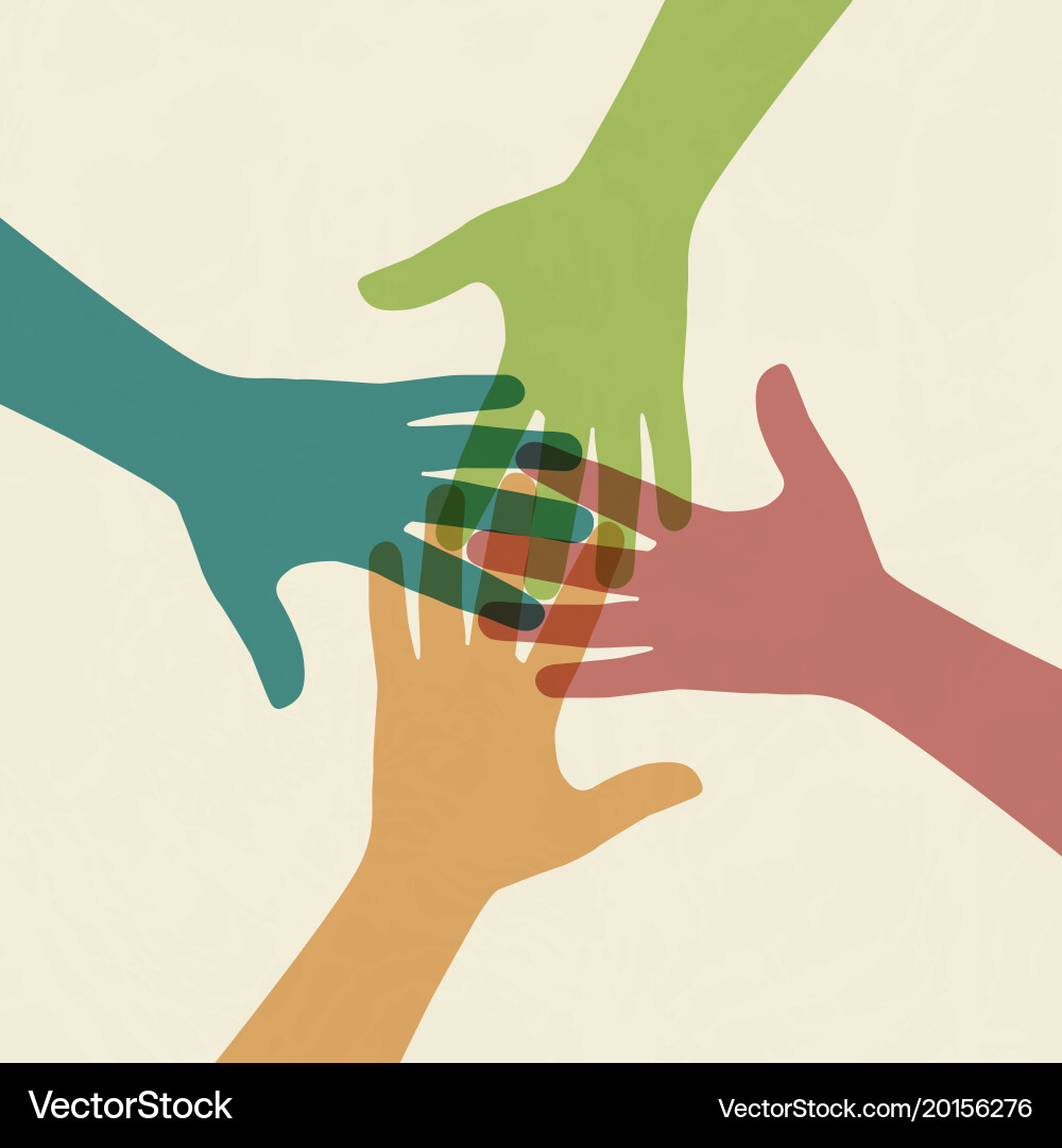 Hands connecting Royalty Free Vector Image - VectorStock