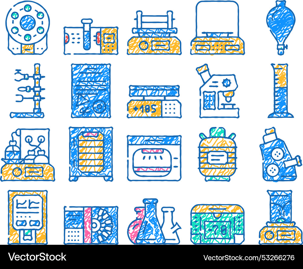 Laboratory equipment for analysis icon hand drawn Vector Image