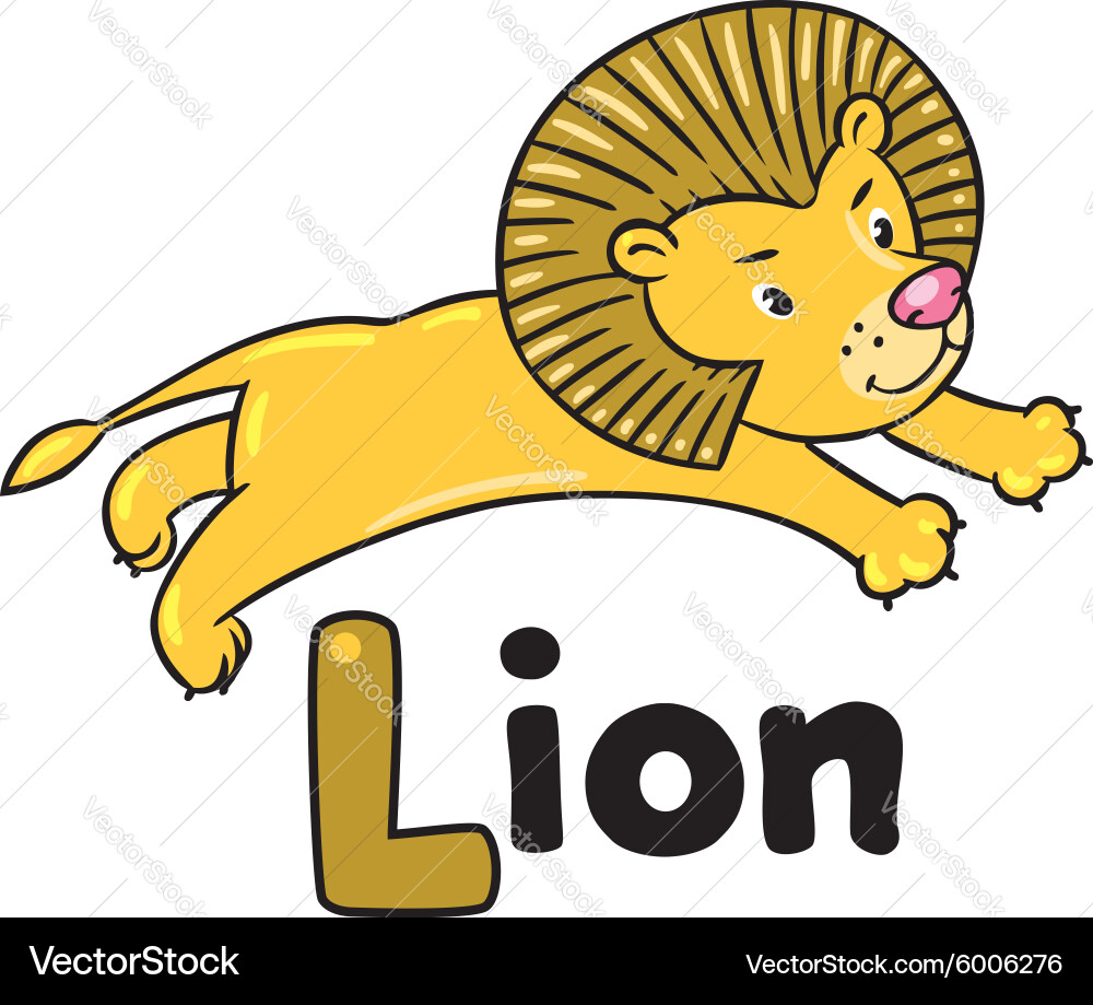 Little lion for abc alphabet l Royalty Free Vector Image