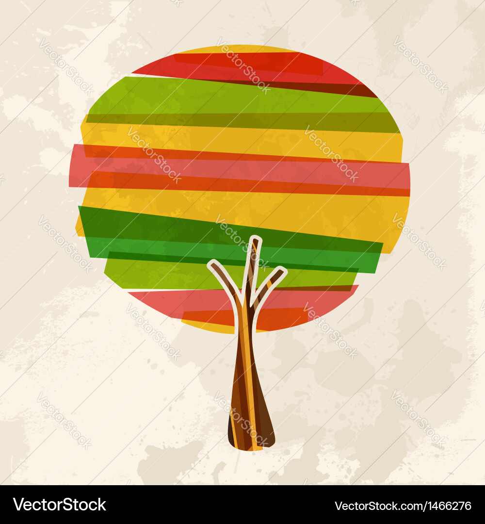 Multicolor single tree Royalty Free Vector Image