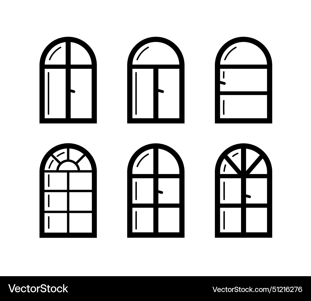 Set windows line icon architecture elements Vector Image