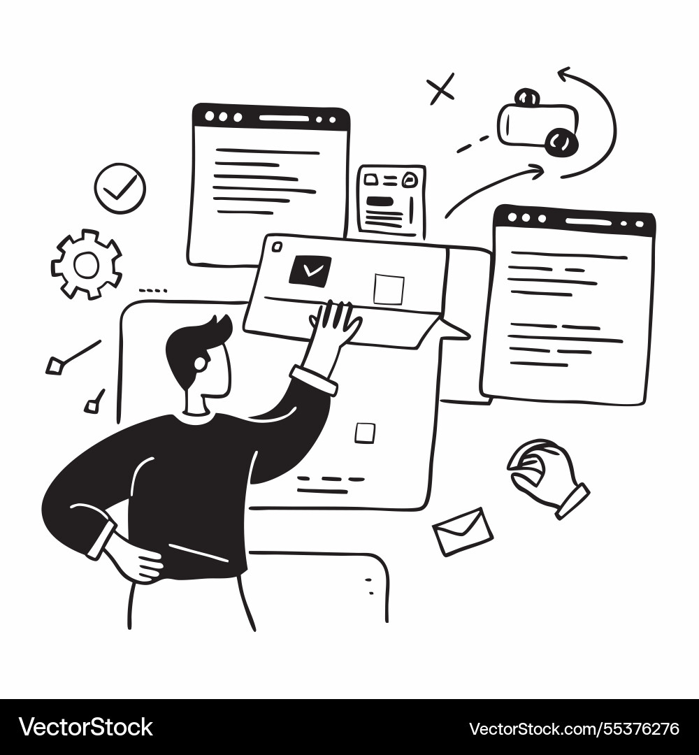 Social media manager using ai tools for content Vector Image