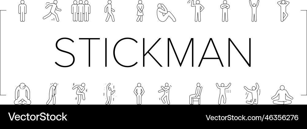 Stickman People Icons - Dynamic Poses Royalty Free Vector