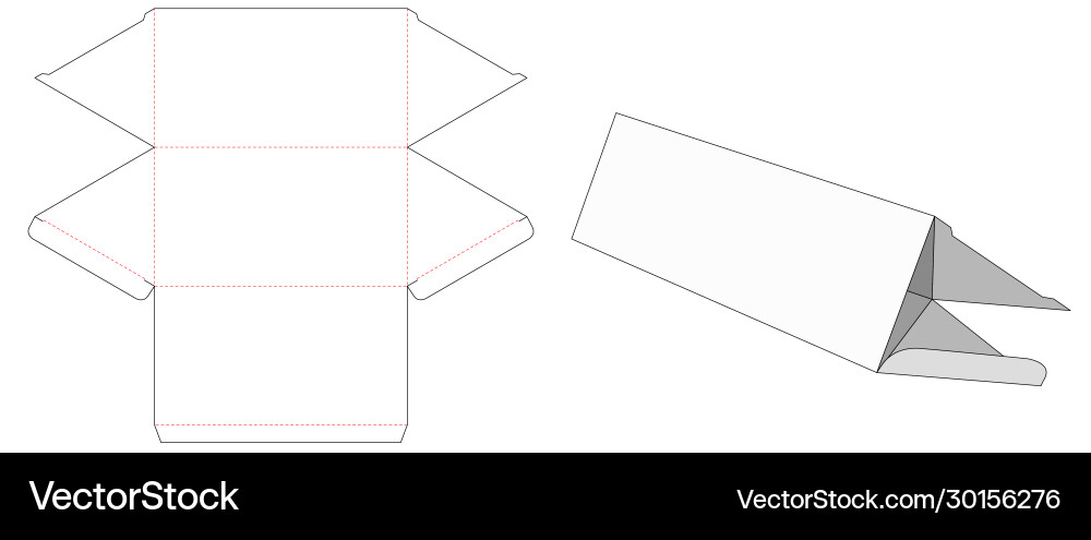 Triangle shaped gift box die cut template Vector Image
