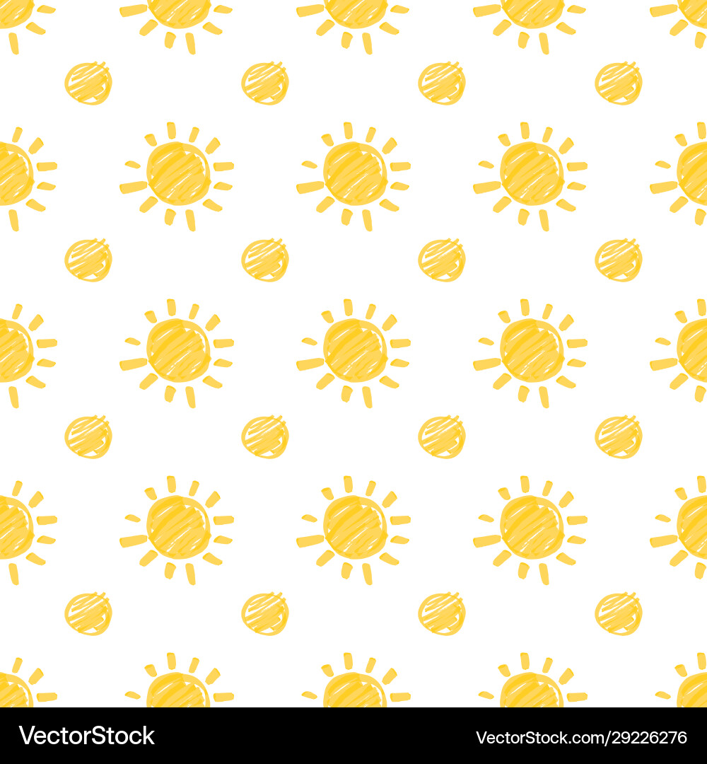 Yellow marker sun seamless pattern Royalty Free Vector Image