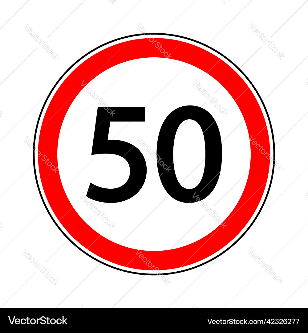 50 speed limit sign km for car Royalty Free Vector Image