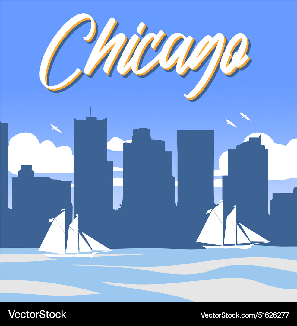 Chicago illinois with beautiful city views Vector Image