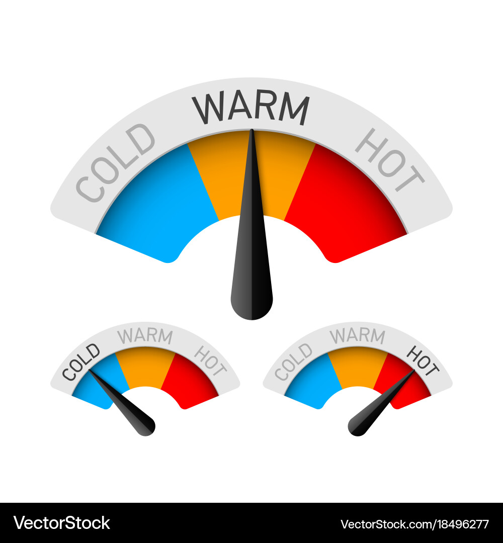 Cold warm and hot temperature gauge Royalty Free Vector