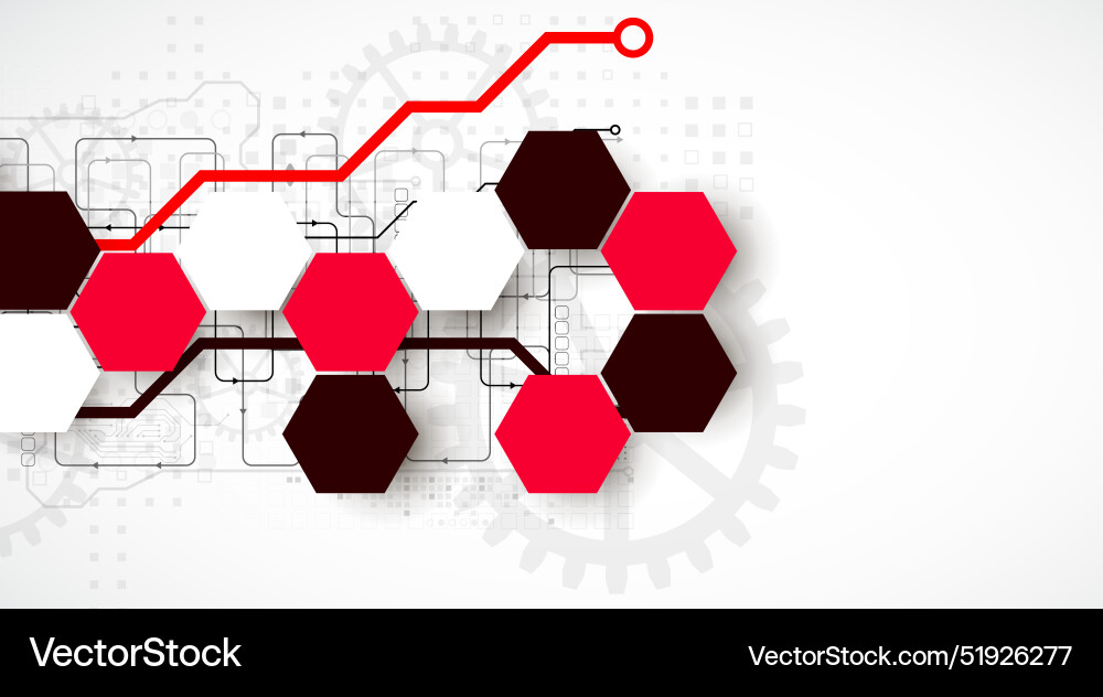 Gear wheel technology background with hexagons Vector Image