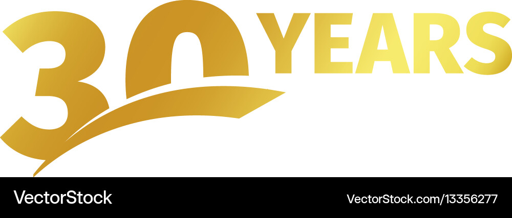 Golden Number 30 with Years Celebration Royalty Free Vector