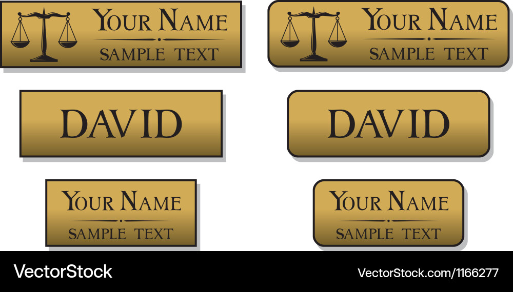 Metal Name Tags - Engraved Style Royalty Free Vector Image