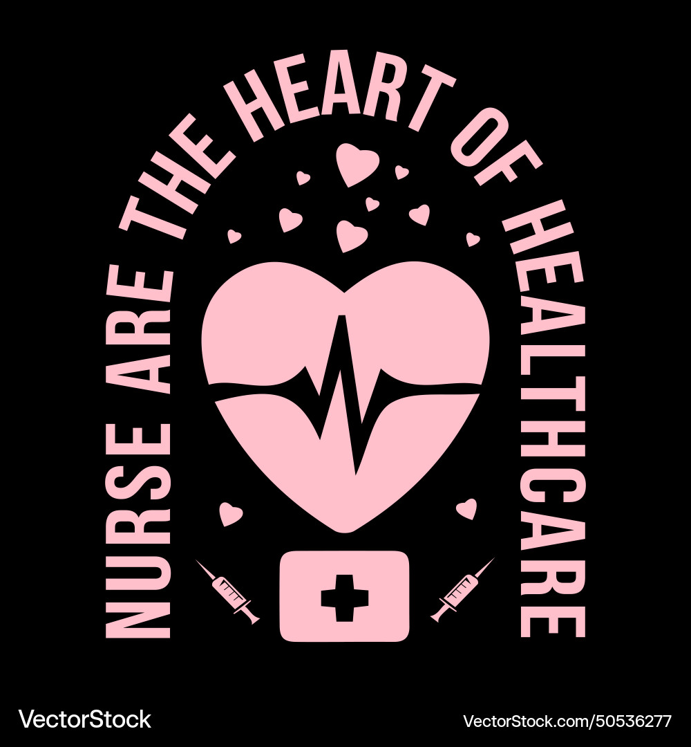 Nursing heart typography apparel design Royalty Free Vector