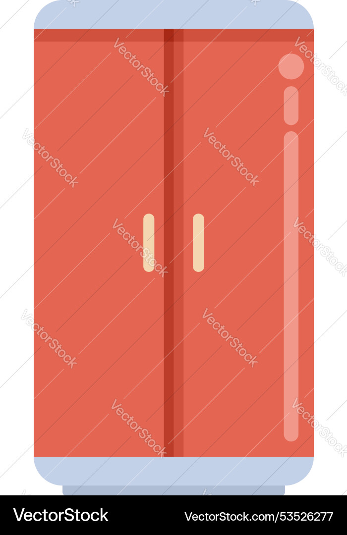 Red wardrobe standing on the floor with closed Vector Image