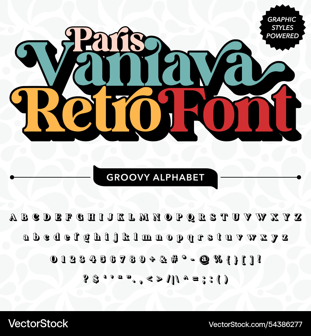 Retro groovy vintage display bold font alphabet Vector Image