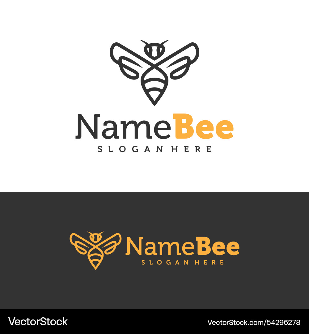 Bee logo line art design Royalty Free Vector Image
