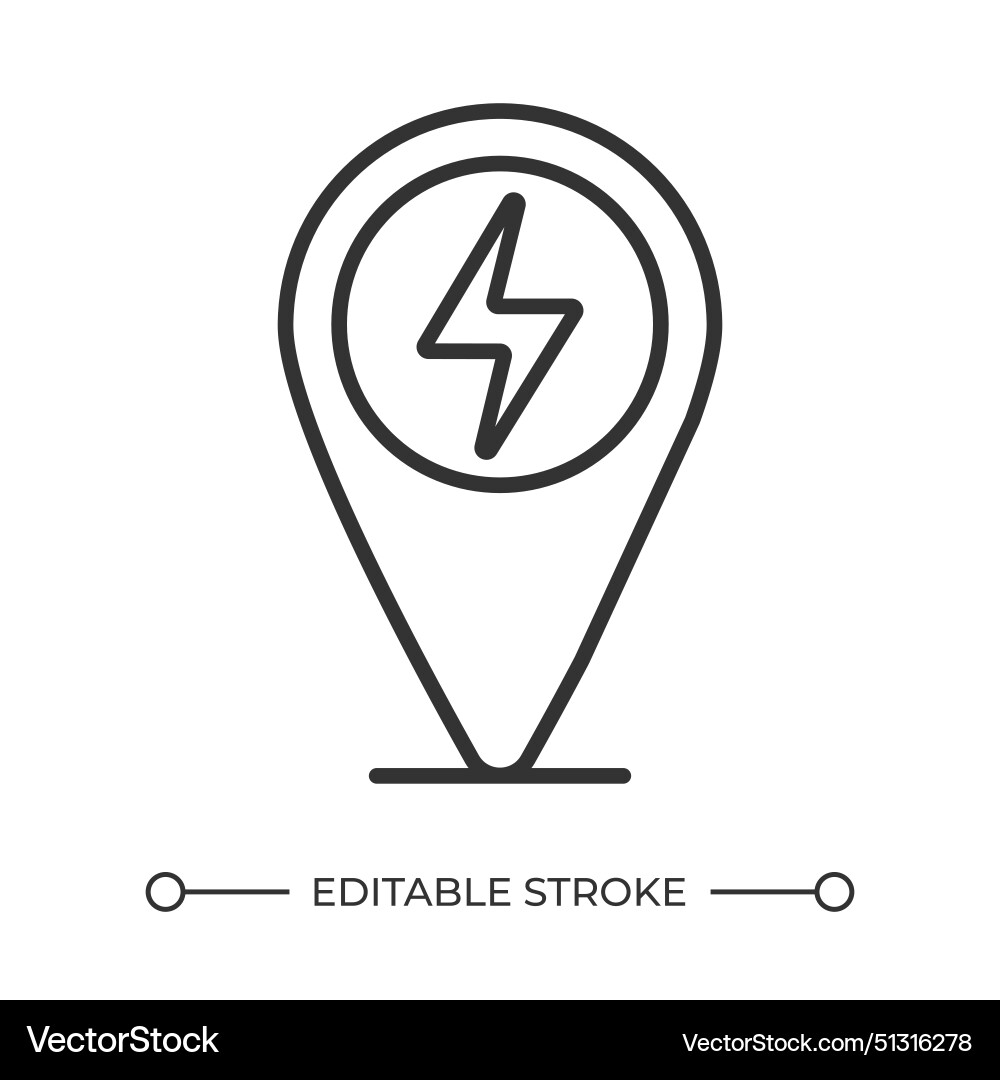 Charging station location linear icon Royalty Free Vector