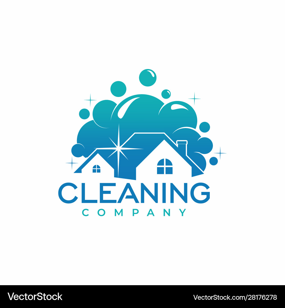 Cleaning Company Logo - Aqua & Bubble Vector Image