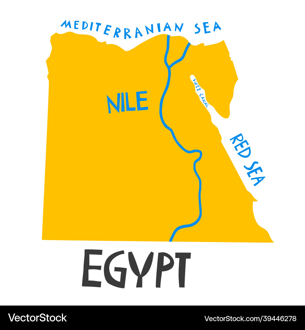 Hand drawn stylized map of egypt travel arab Vector Image