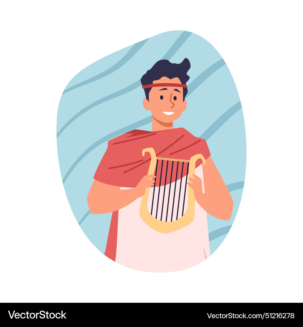 Happy ancient lyre player Royalty Free Vector Image