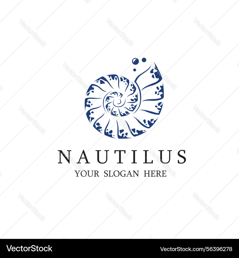 Nautilus shell label Royalty Free Vector Image