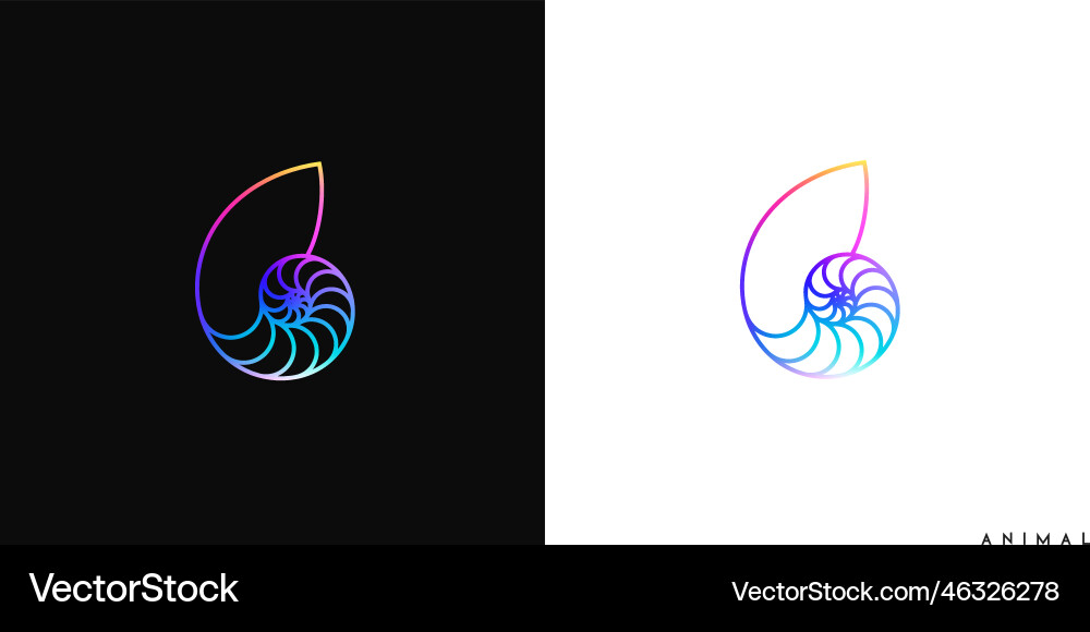 Nautilus shell outline style vibrant color Vector Image