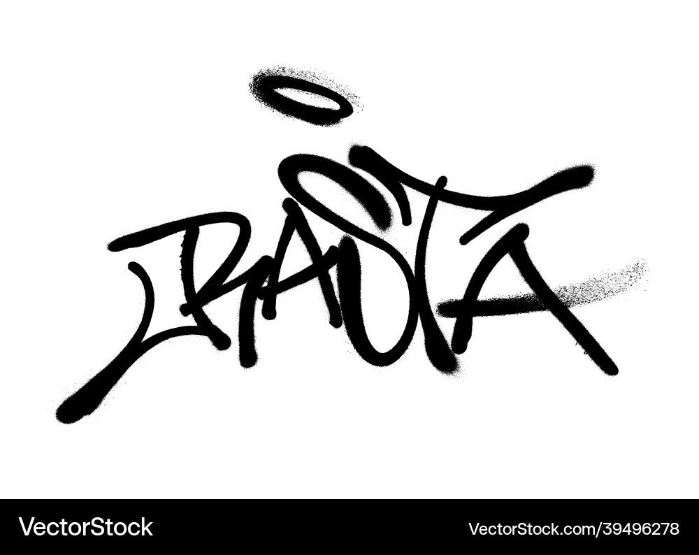 Sprayed rasta font graffiti with overspray Vector Image