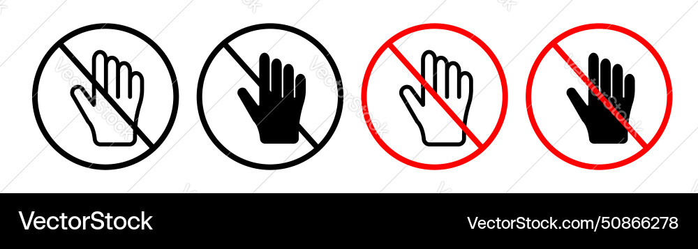 Stop sign icon set illegal entry and red ban Vector Image