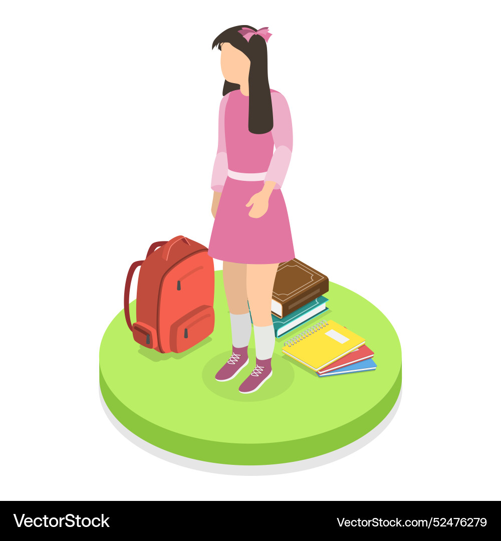 3d isometric flat of child Royalty Free Vector Image