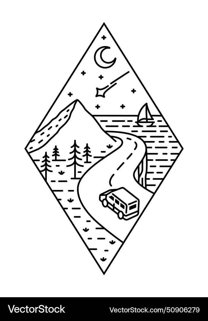 Beautiful nature line art Royalty Free Vector Image