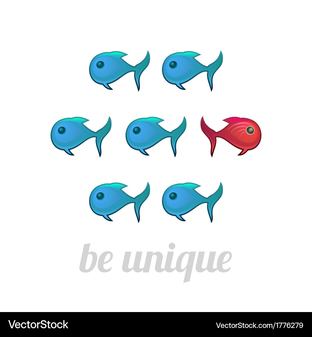 Bold Fish: Be Unique Concept Royalty Free Vector Image