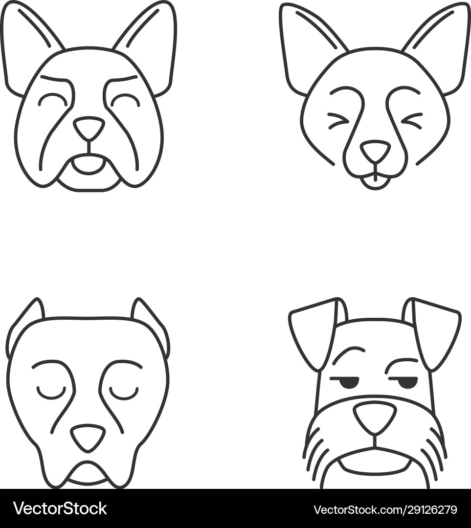 Dogs cute kawaii linear characters Royalty Free Vector Image