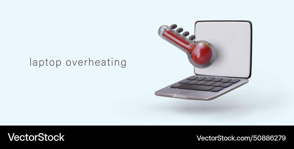 Laptop overheating concept increase in processor Vector Image