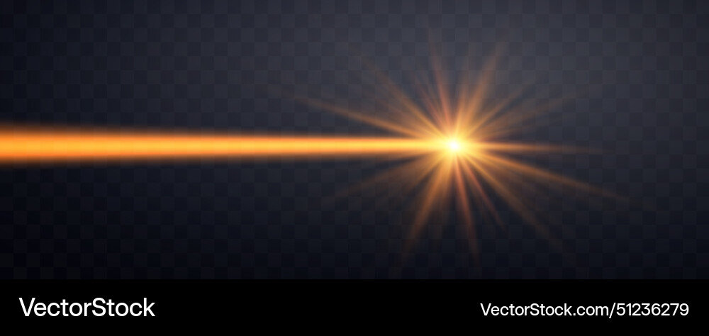 Orange horizontal laser beam neon line Royalty Free Vector