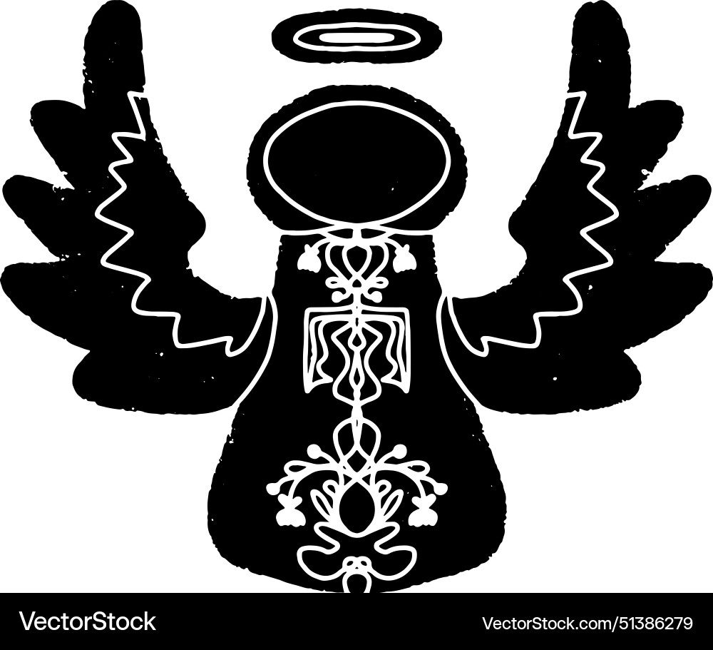 Stylized angel in linocut style rustic Royalty Free Vector