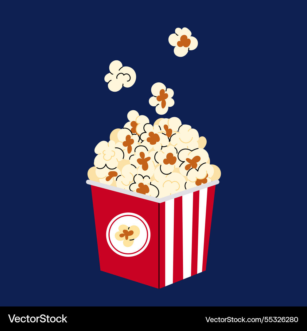 Box with popcorn red pack for cinema Royalty Free Vector