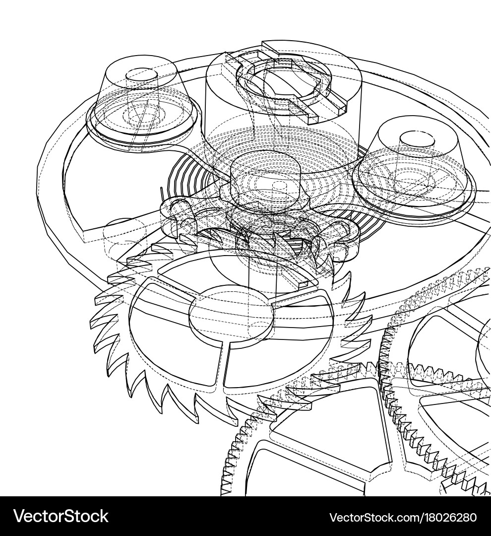 Cogs and gears of clock Royalty Free Vector Image