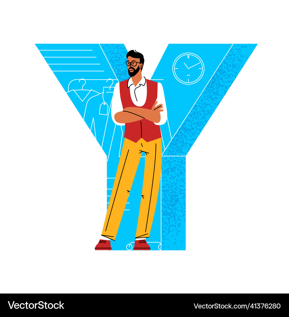 English alphabet with people characters Royalty Free Vector