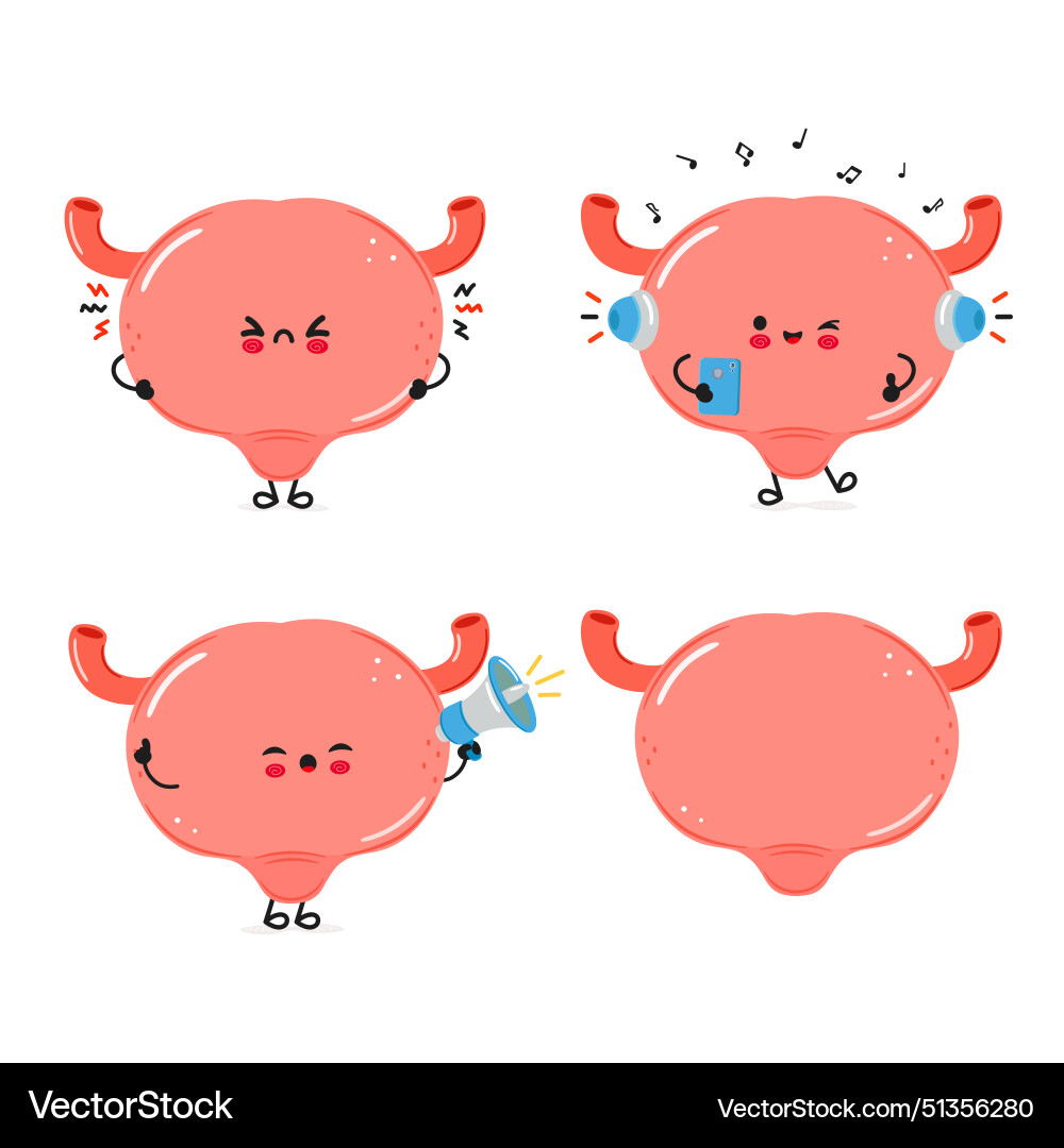 Funny bladder characters bundle set hand drawn Vector Image