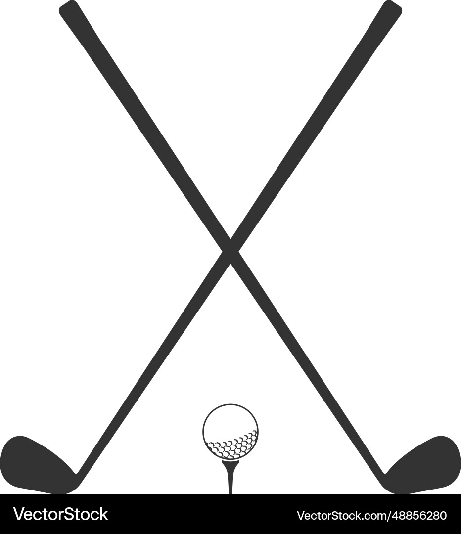 Golf Clubs with Ball on Tee Royalty Free Vector Image