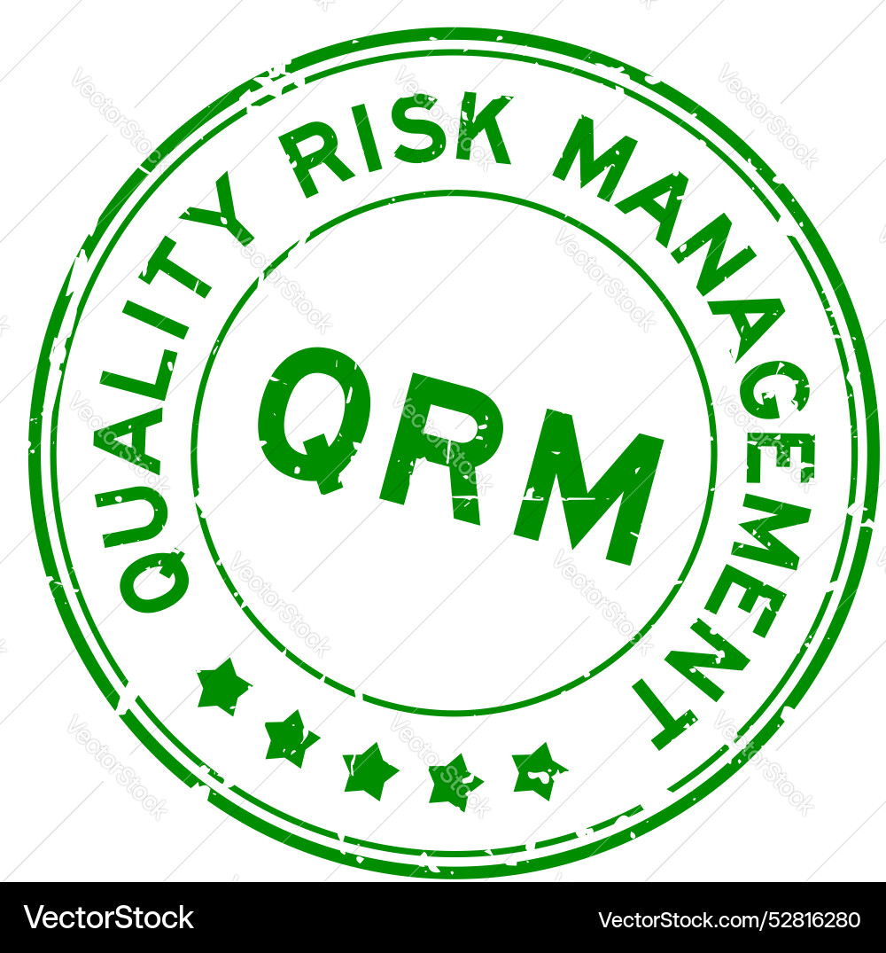 Grunge green qrm quality risk management word Vector Image