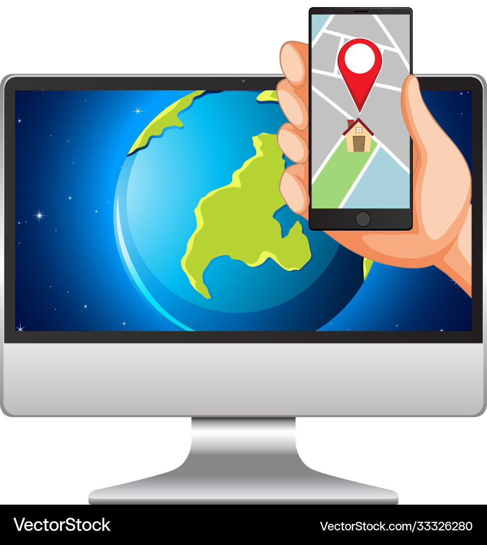 Map and location on electronic devices Royalty Free Vector