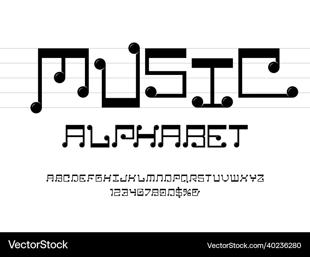 Music font Royalty Free Vector Image - VectorStock