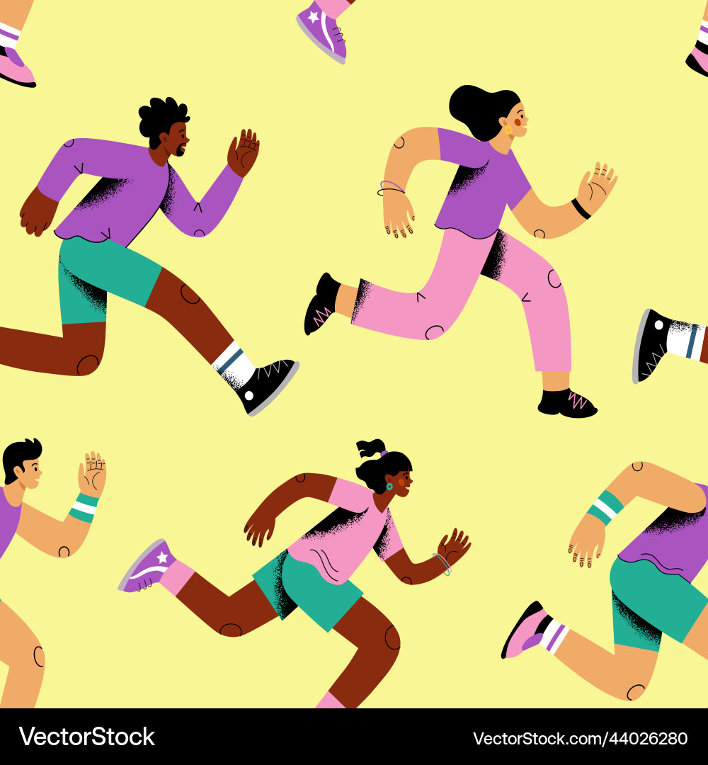 People run pattern doodle runners and pedestrian Vector Image