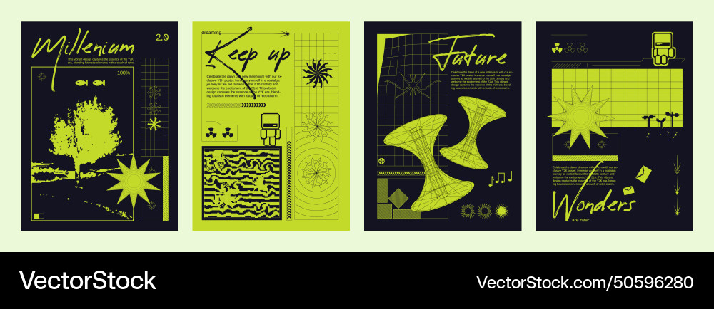 Poster design template in retro y2k style Vector Image