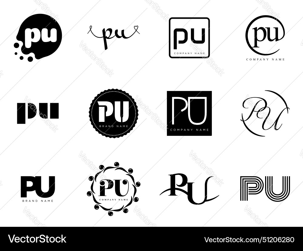 Pu logo company template letter p and u logotype Vector Image