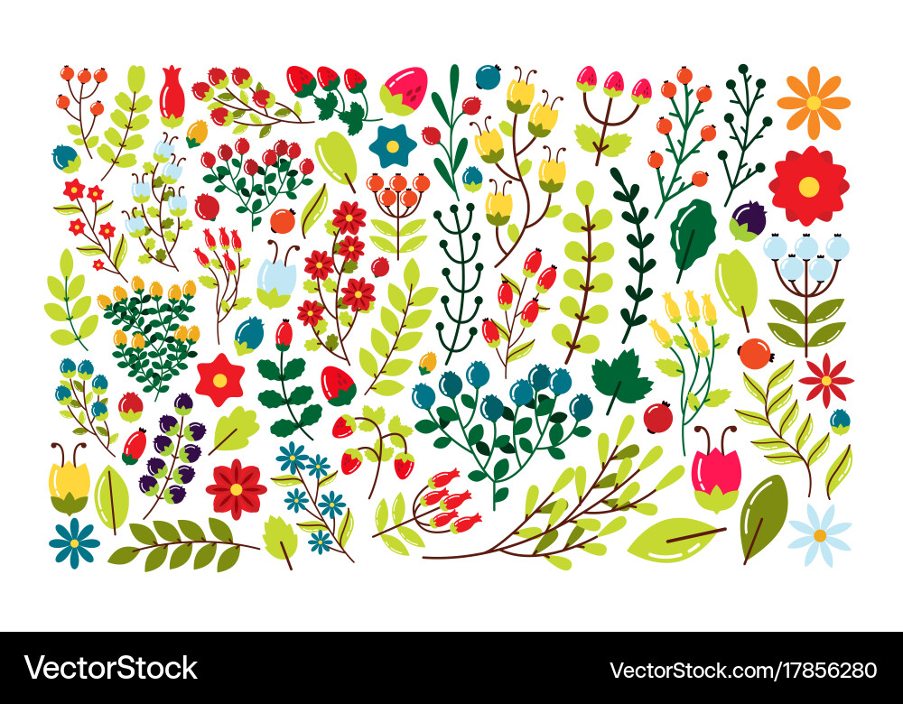 Set of decorative elements with flowers Royalty Free Vector