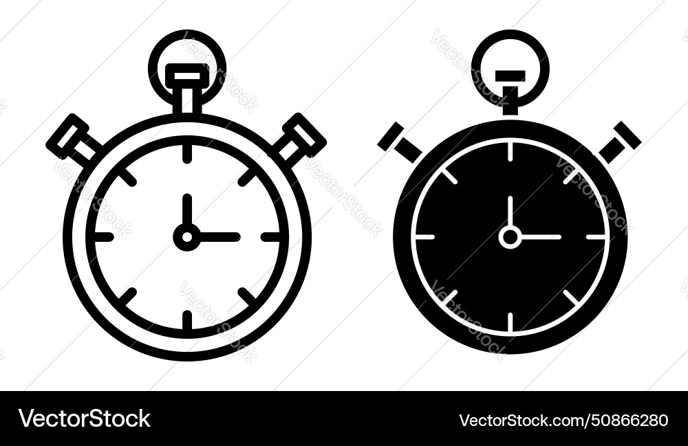 Stop watch icon set stopwatch timer chronometer Vector Image